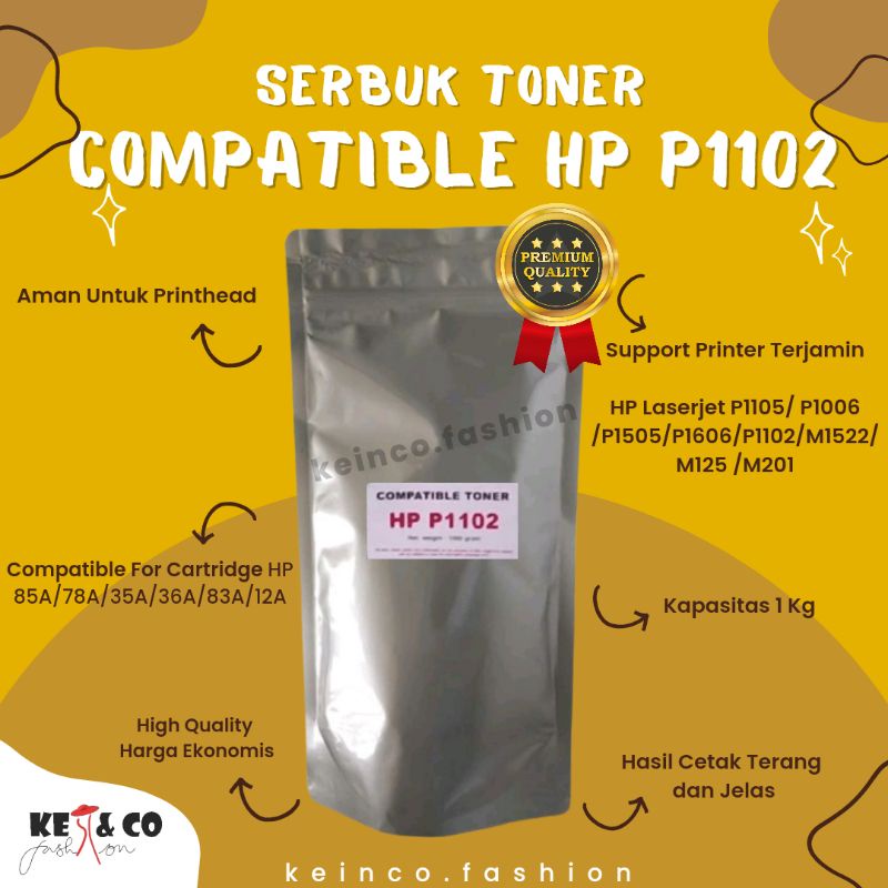 Jual SERBUK TONER 1102 JEPANG BLACK FOR HP P1102 NETTO 1 KG HP Laserjet P1105 P1006 P1505 P1606 ...