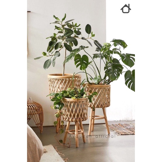Jual STANDING POT ROTAN | POT RATTAN | STANDING POT | POT TERACOTA ...