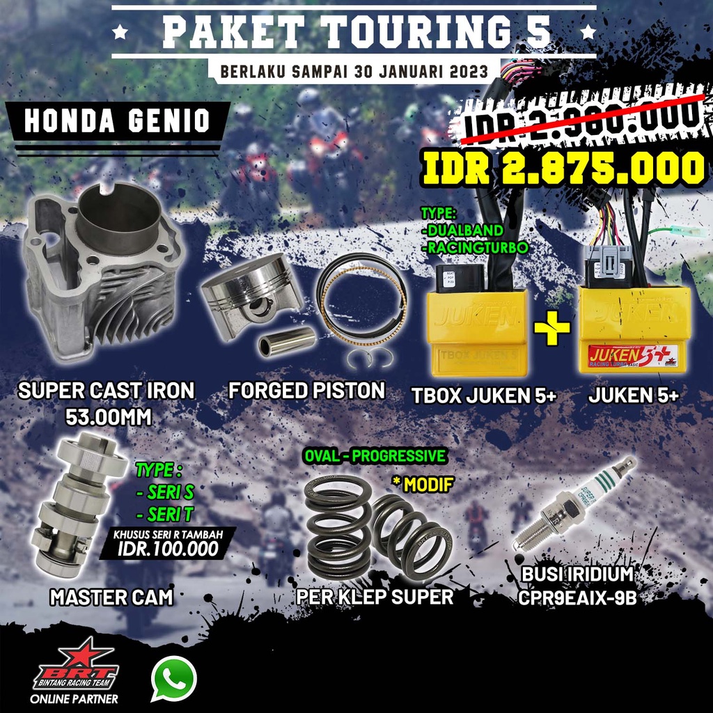 Jual PAKET TOURING 5 GENIO / ALL NEW BEAT BORE UP 130 CC BRT - BLOK ...