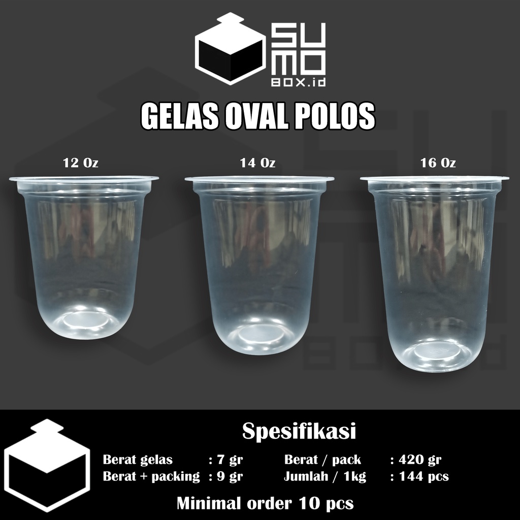 Jual Gelas plastik OVAL bening 7gram ukuran 12oz 14oz 16oz 18oz / Cup ...