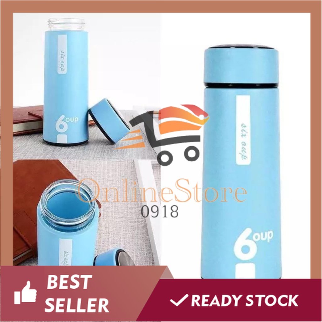 Jual OS - E107- BOTOL MINUM SIX OUP KACA / BOTOL MINUM BELING COVER PLASTIK 450ML | Shopee Indonesia