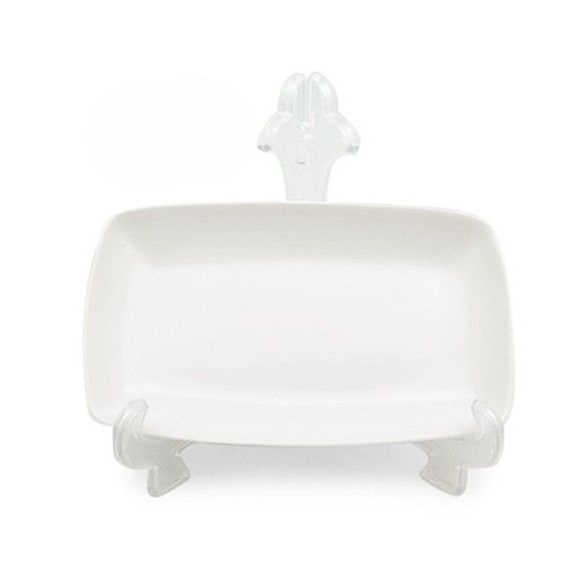 Jual Piring Saji Persegi Uk 15 cm | Putih Polos Keramik Tebal | Wadah Dessert Cemilan atau Kue ...