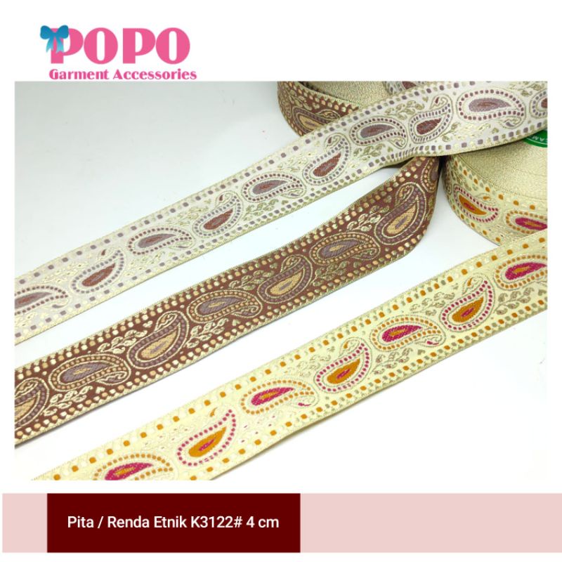 Jual PITA / RENDA ETNIK UKURAN:4CM ( ISI:-/+15METER ) | Shopee Indonesia