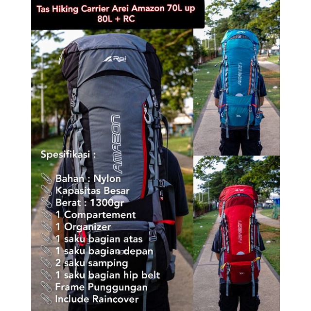 Jual Tas gunung atau tas hiking Arei Amazon 70L | Shopee Indonesia