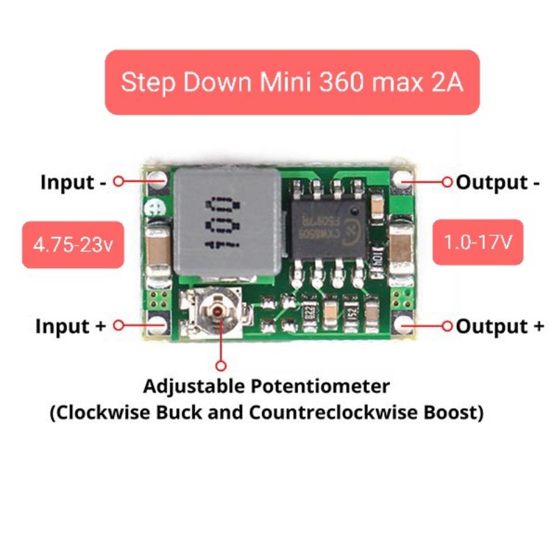 Jual Modul kit mini 360 rangkaian converter adapter step down 5-23V to ...