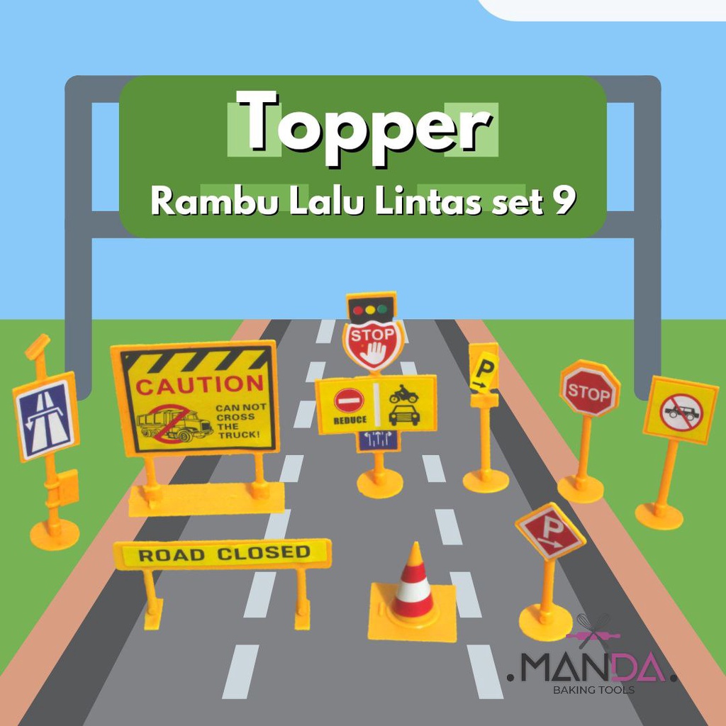 Jual Topper hiasan kue tart puding motif rambu lalu lintas | Shopee ...