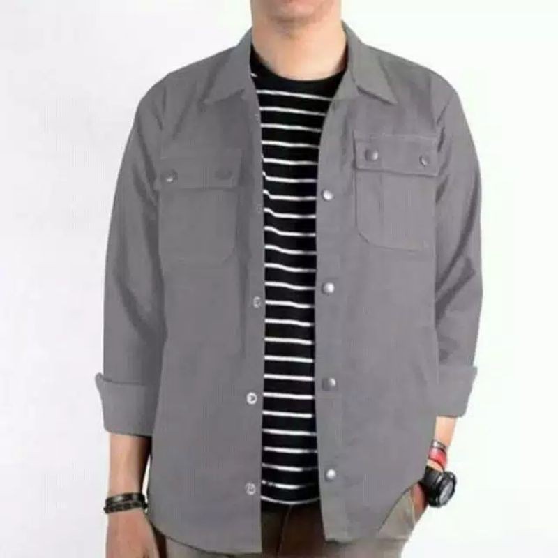 Jual Trucker Jacket Semi Parka // Trucker Kemeja Semi Parka Pria Casual ...