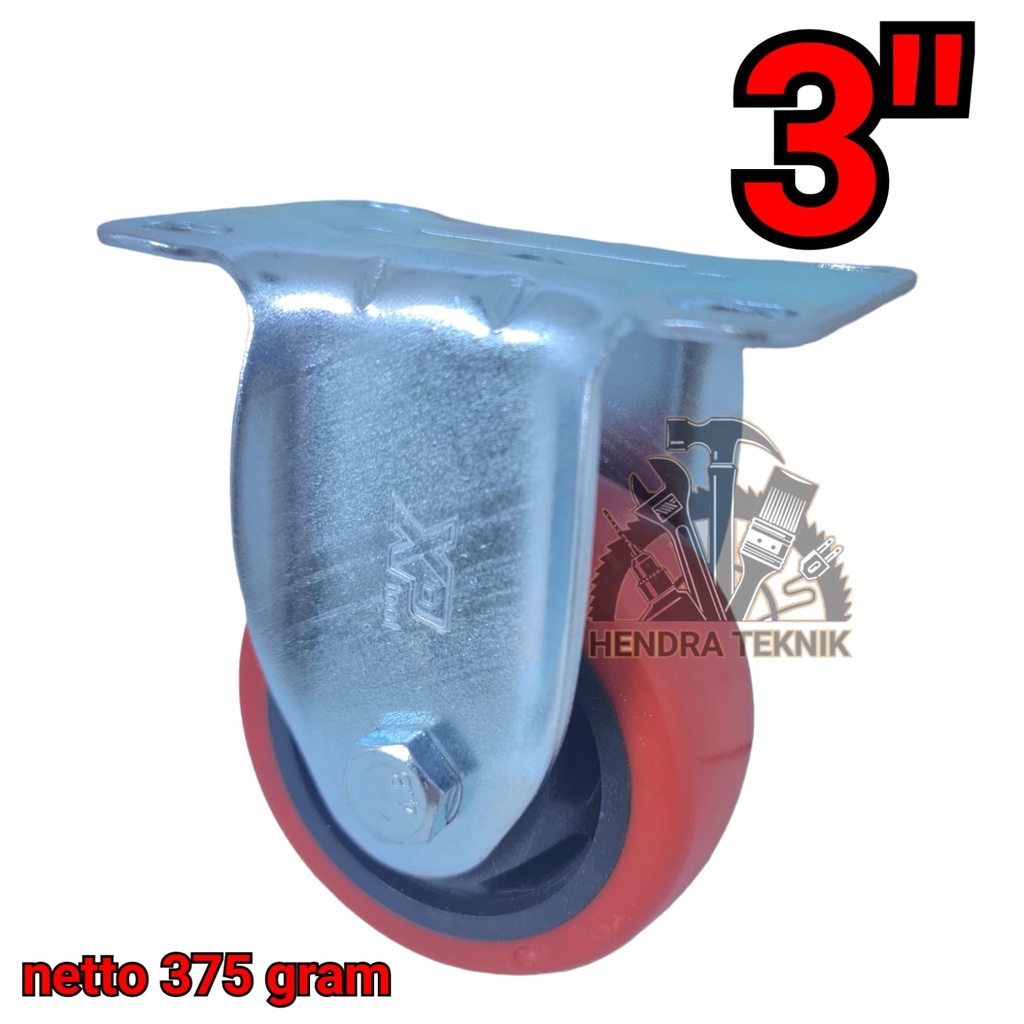 Jual RODA CASTER PVC MATI 3 INCH RODA ETALASE PVC 75MM ORANGE RIDGIT 3 ...