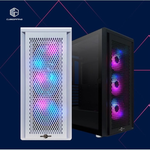 Jual PC Case Casing Cube Gaming Stalla Free 3 Fan RGB Support Vertical ...