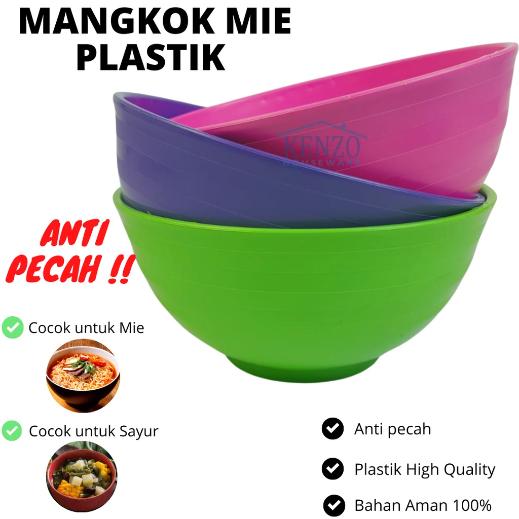 Jual Mangkok Bulat Plastik Bakso Mie Mangkok Saji Cafe Warung Warna ...