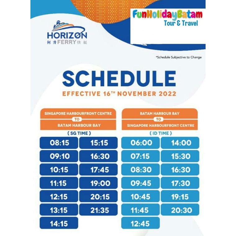 Jual Horizon Ferry Ticket 1way Berangkat dr Spore (Termasuk Tax ...