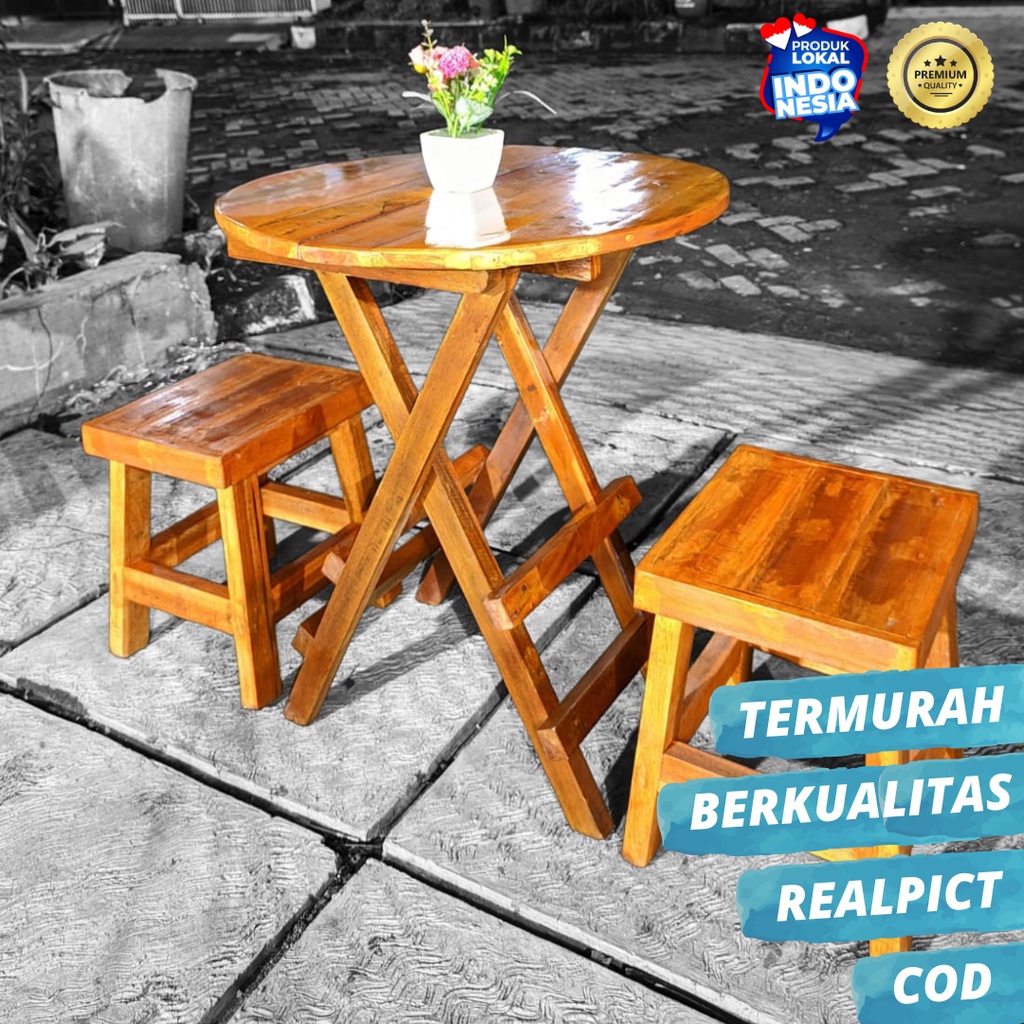Jual Meja Lipat Set Meja Santai Aesthetic Meja Teras Japandi ...