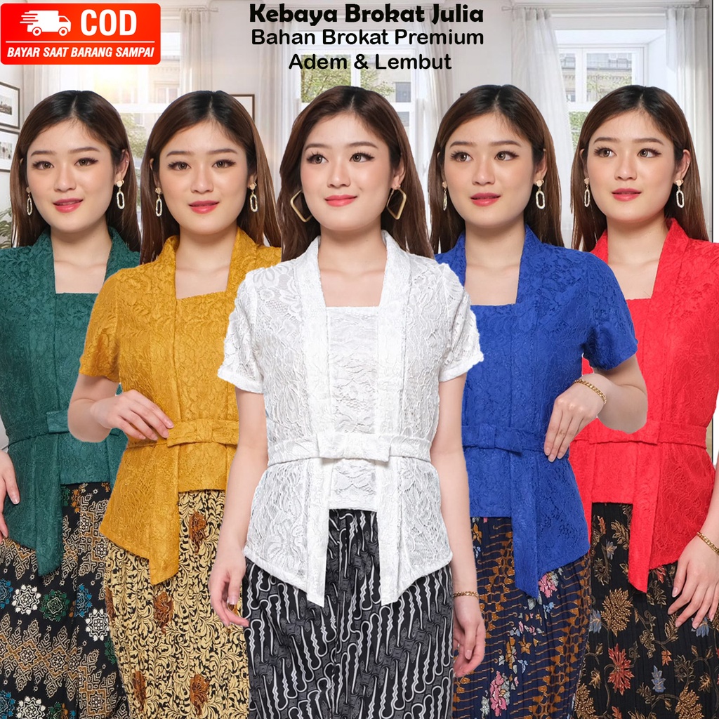Jual Atasan Kebaya Kutubaru Brokat Elegan Mewah Lengan Pendek Aneka Warna | Kutu baru Brukat ...