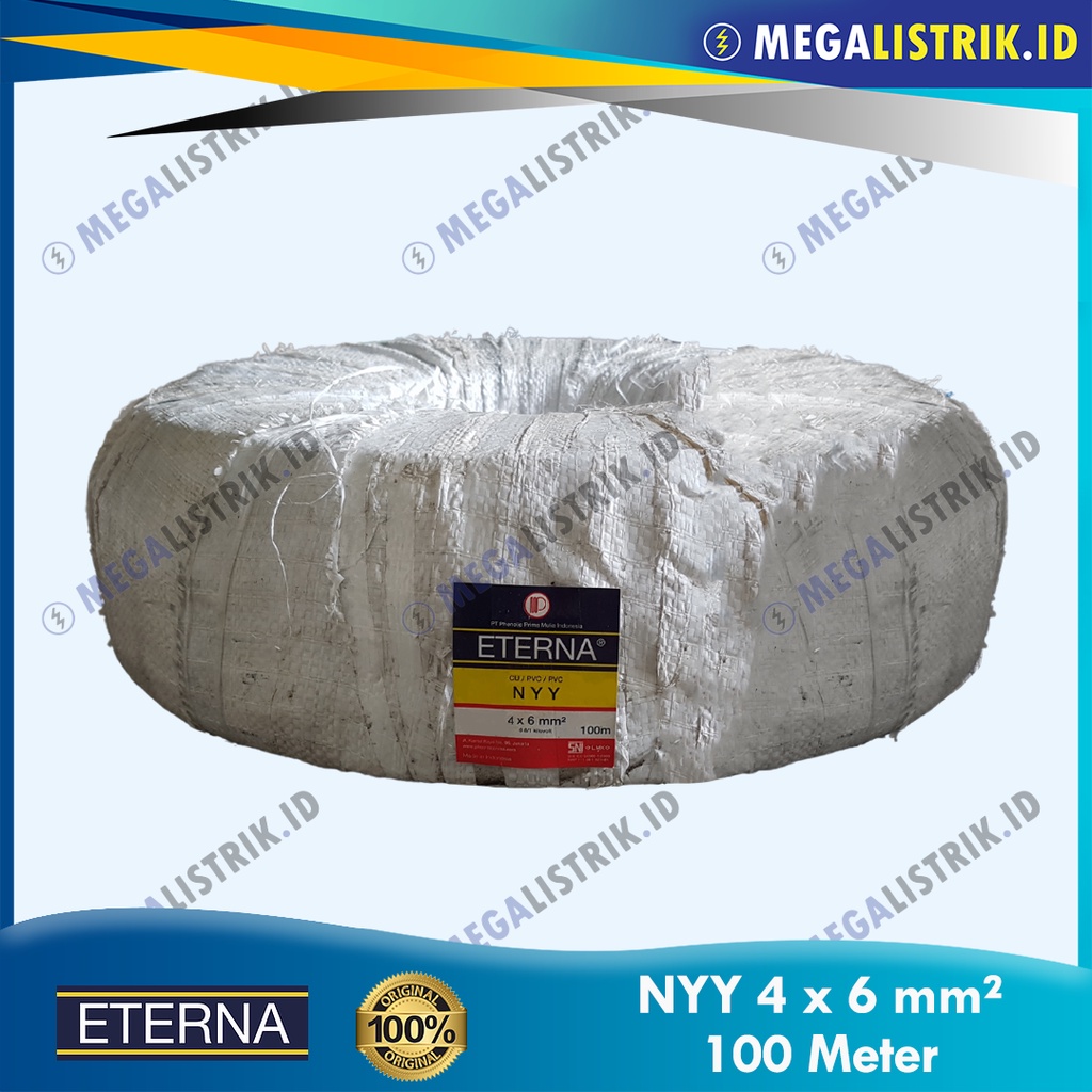 Jual ETERNA KABEL NYY 4X6 MM ( 100M ) / KABEL LISTRIK HITAM KAWAT TEMBAGA NYY 4 X 6 MM ( 100 ...