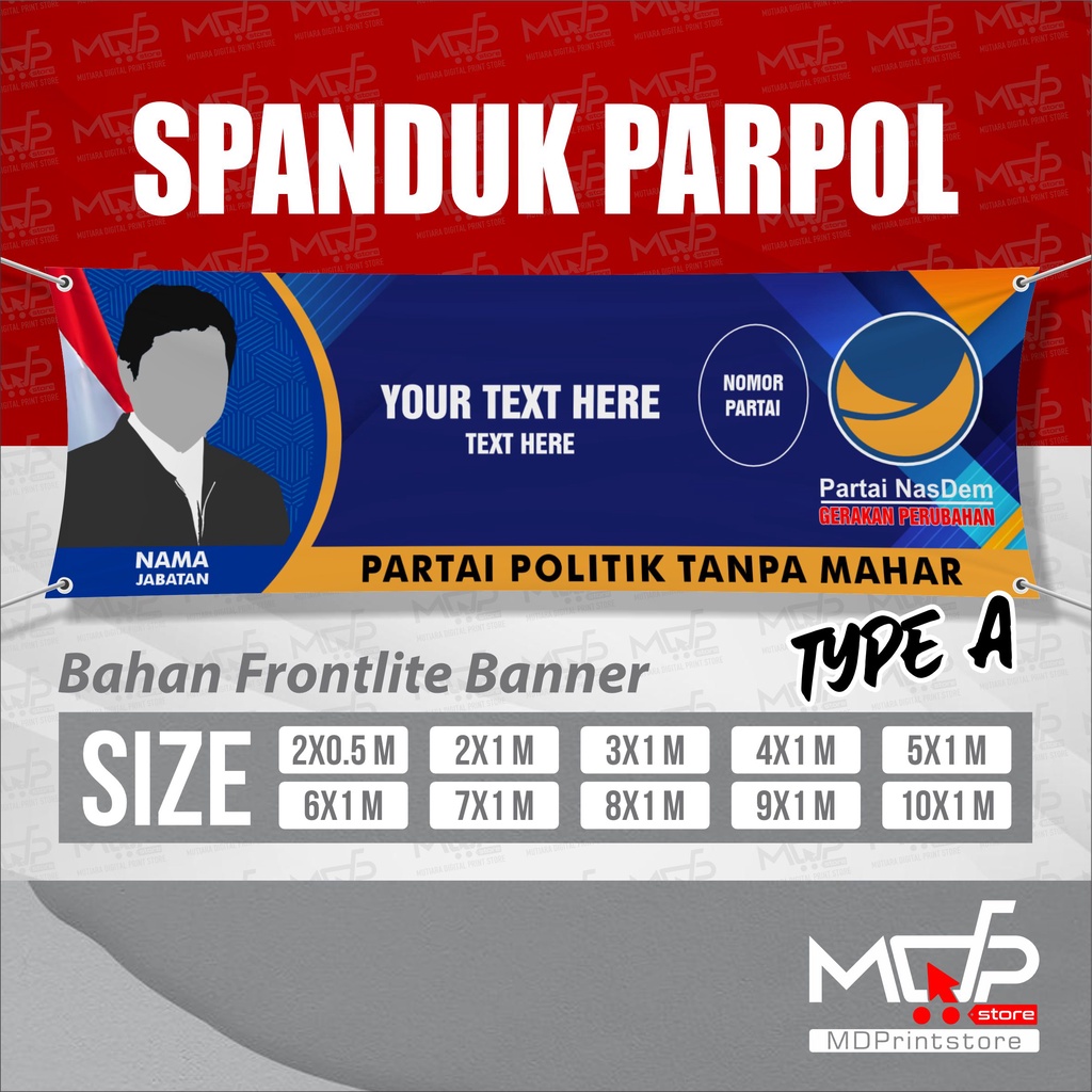 Jual SPANDUK 1X1 BANNER PARPOL PARTAI POLITIK KAMPANYE PEMILU NASDEM ...
