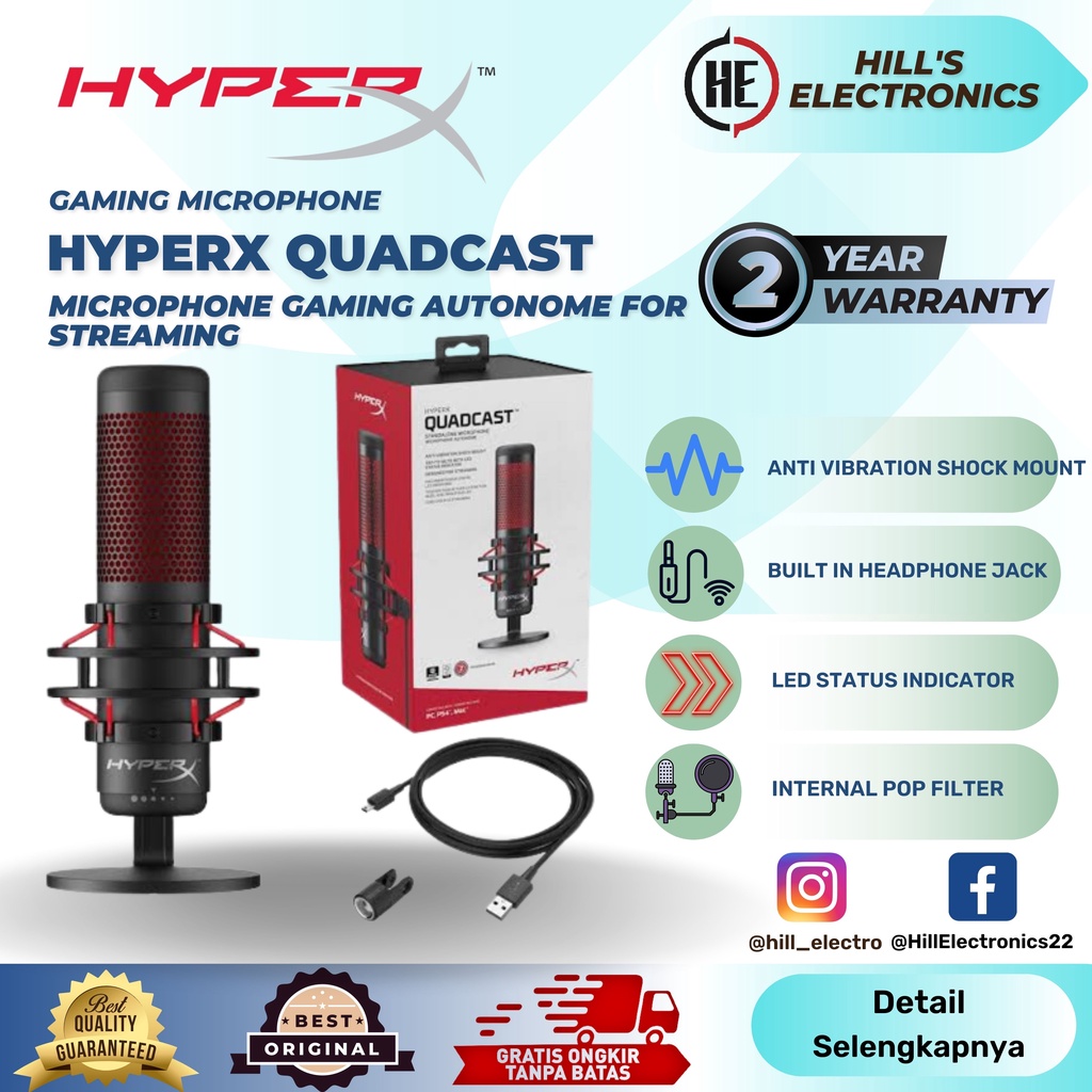 Jual HyperX Quadcast Microphone Gaming autonome for streaming Hyper X ...