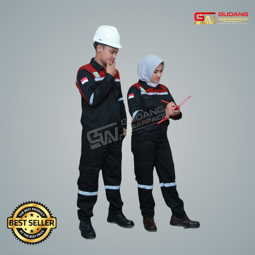 Jual SERAGAM PROYEK SETELAN WARNA HITAM MARON//Celana hitam Safety/baju ...
