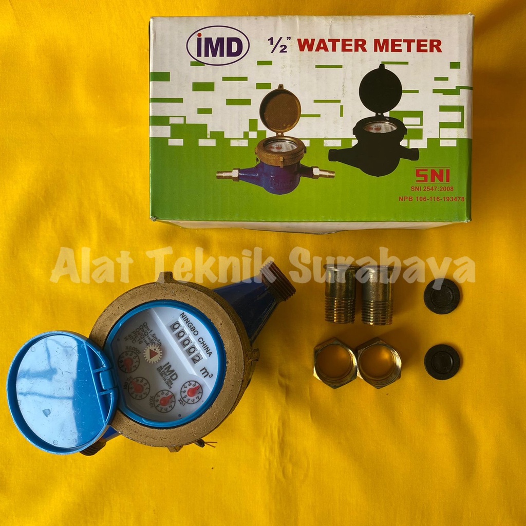 Jual METERAN AIR IMD 1/2" INCH BODY BAHAN BESI SNI STANDAR PDAM PAM WATER FLOW METER PENGUKUR ...