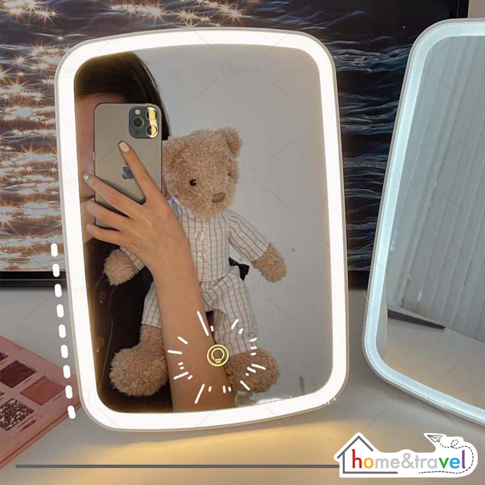 Jual HOVELSHOP Cermin Rias Makeup Kaca Lampu LED Mirror Touch Screen ...