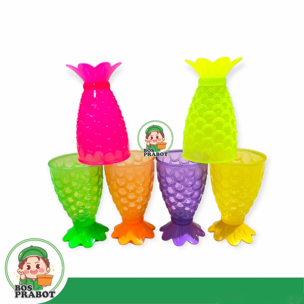 Jual GELAS PLASTIK ANAK 200ML / GELAS NANAS HOLA / GELAS PLASTIK LUCU ...