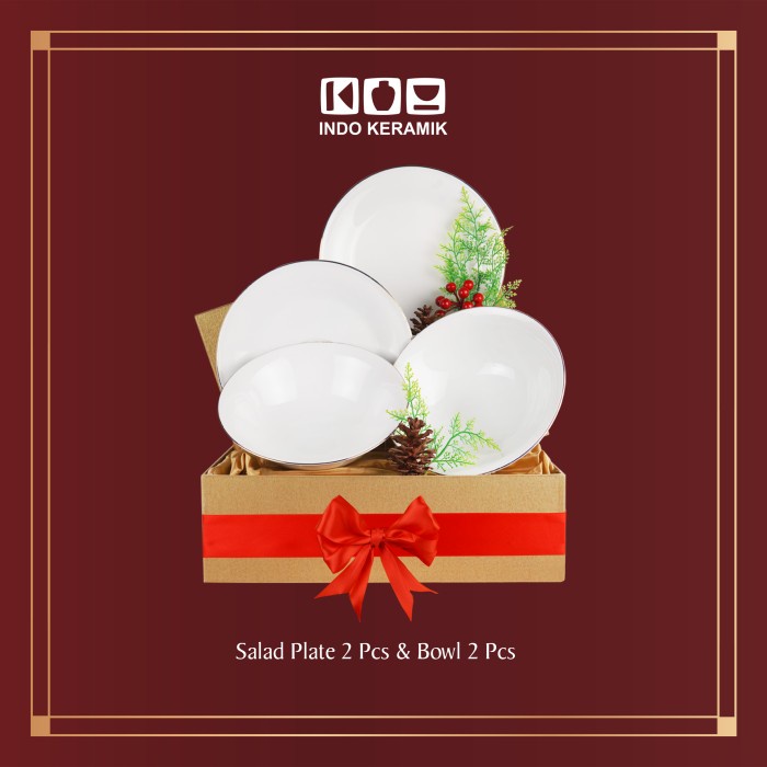 Jual Indo Keramik Hampers/Parcel Piring Keramik Set Lining Gold C ...