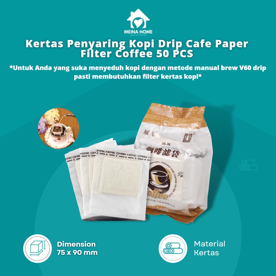 Jual KERTAS PENYARING KOPI DRIP PAPER FILTER COFFEE V60 DRIPPER 50 PCS ...