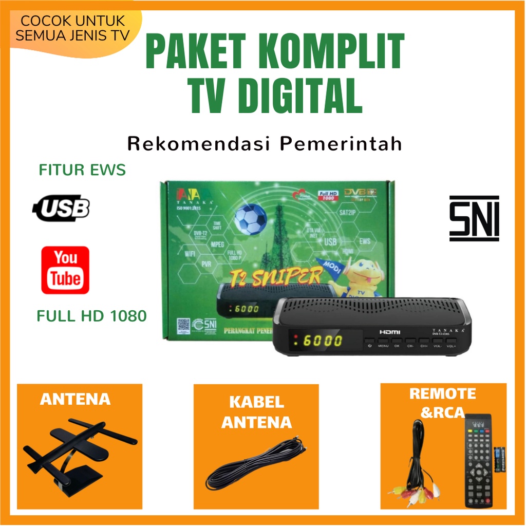 Jual PAKET STB TV DIGITAL TANAKA + ANTENNA INDOOR +KABEL ANTENNA 15 ...