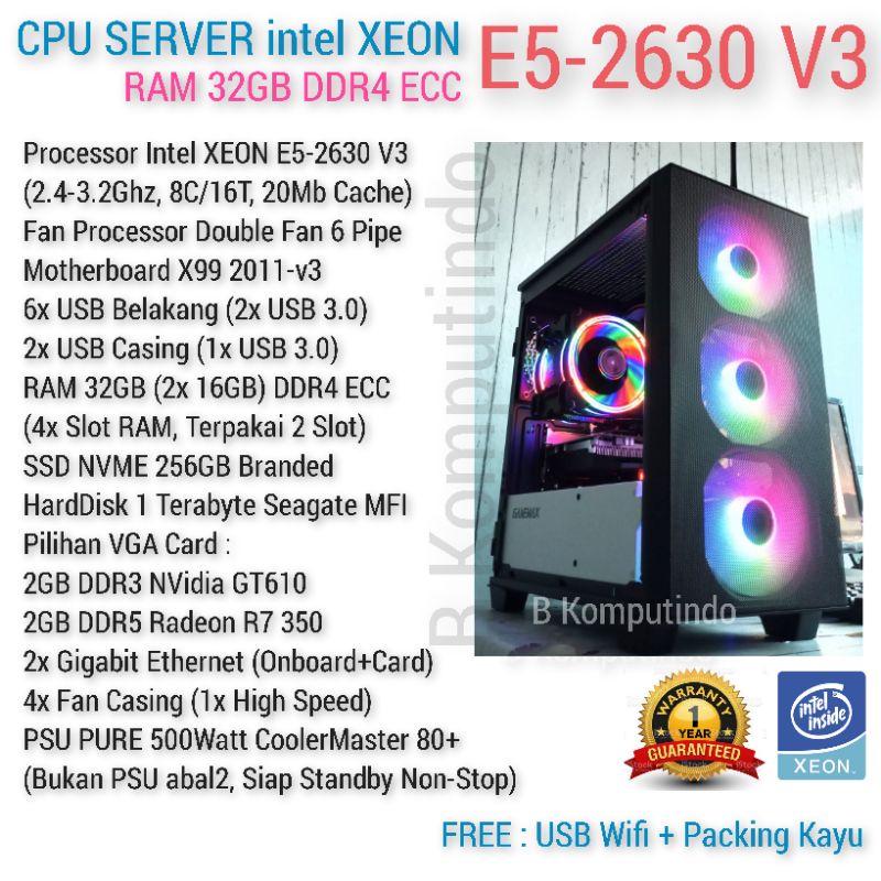 Jual CPU SERVER Intel XEON E5 V3 | RAM 32GB DDR4 | SSD NVME + HDD ...