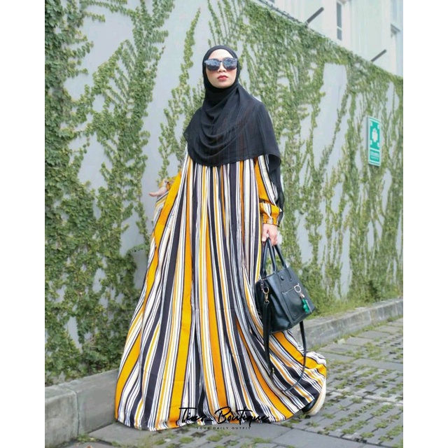 Jual NAMI DRESS STRIPE YELLOW TINS | Shopee Indonesia