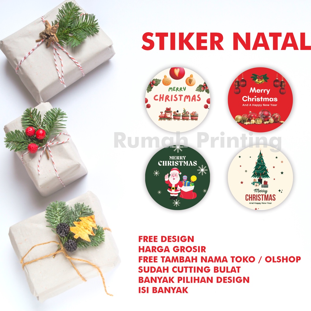 Jual Stiker kemasan Natal / Stiker Hadiah Natal / Sticker Christmas ...