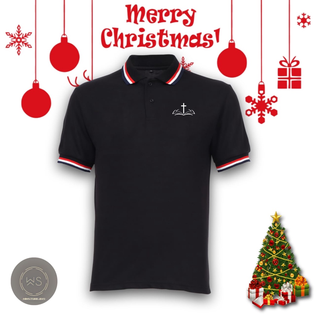 Jual Kaos tshirt polo Motif salib natal pria polos / logo list / baju ...