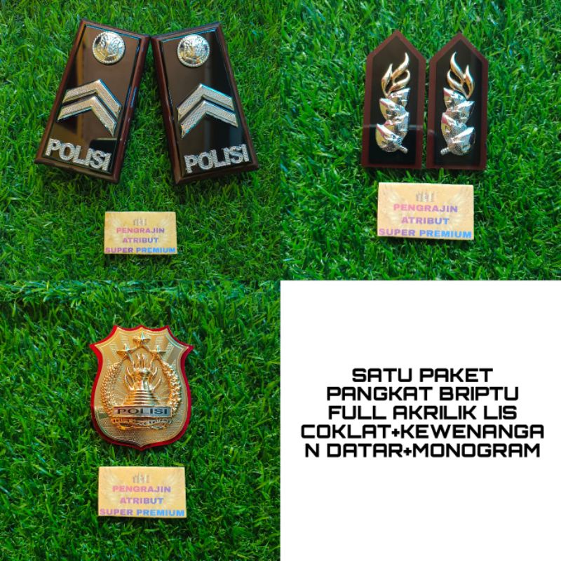 Jual paket hemat pangkat tpdh polri briptu full akrilik lis coklat ...