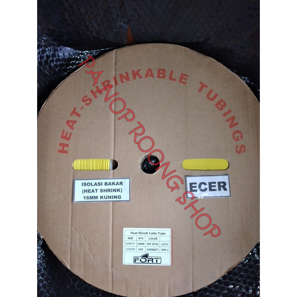 Jual ISOLASI BAKAR ( HEAT SHRINK ) 16MM KUNING ECERAN (HARGA PER METER ...