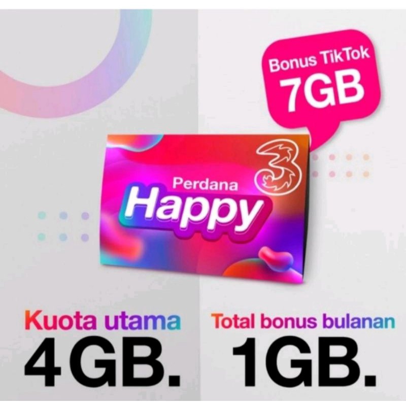 Jual KARTU PERDANA TRI HAPPY 4GB 30HARI SIAP JOSS | Shopee Indonesia