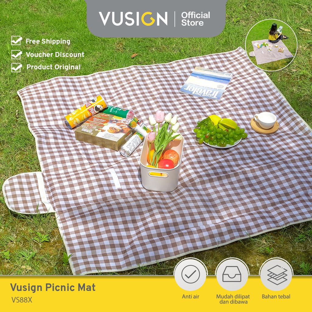 Jual Vusign Picnic Mat / Tikar Piknik Lipat Anti Air Kain Oxford Tebal ...