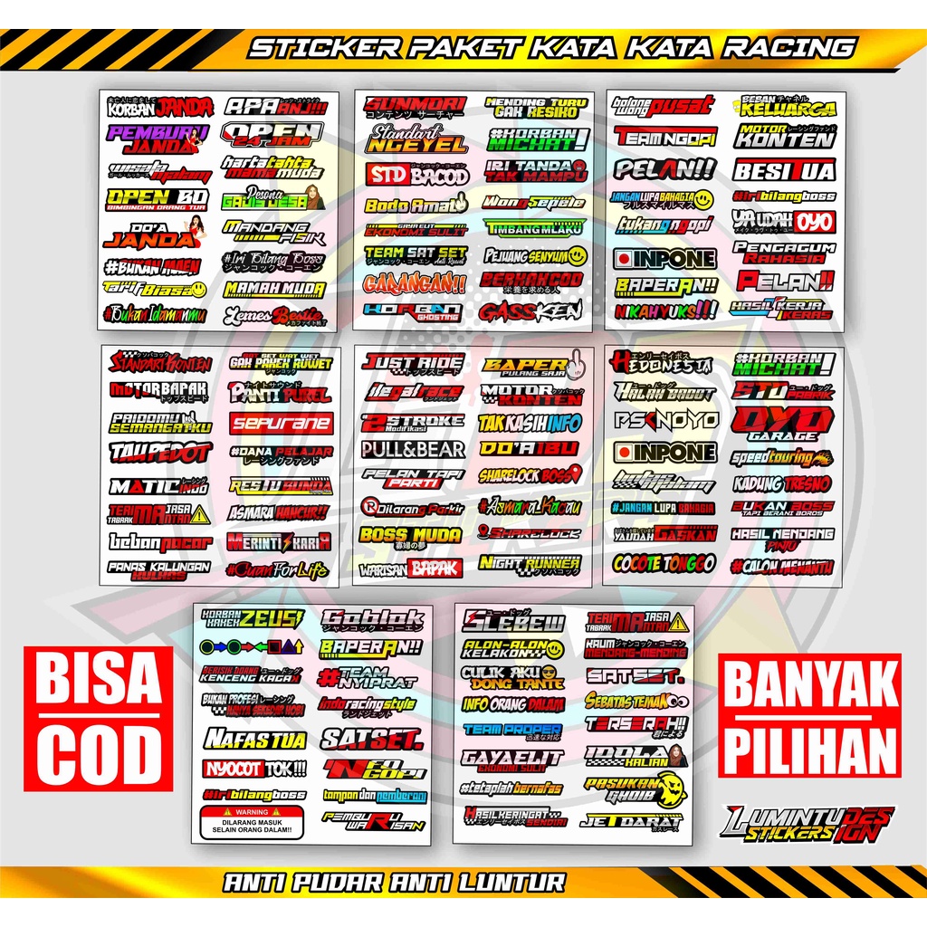 Jual STIKER RACING - STIKER PACK KATA KATA - STIKER PACK HOLOGRAM ...