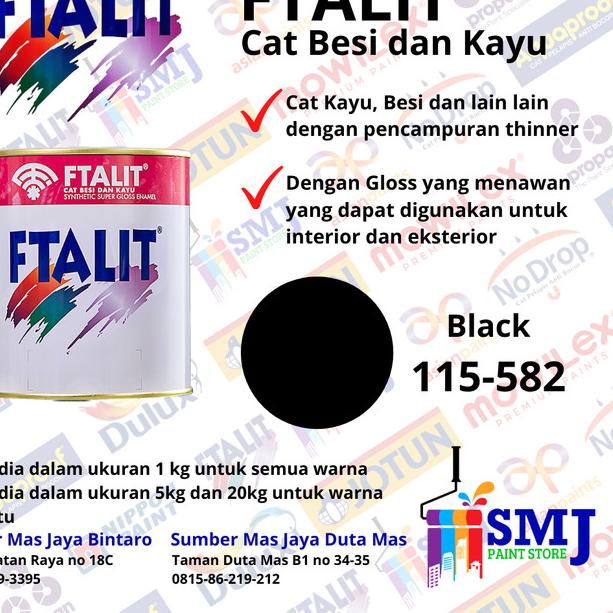 Jual Cat Besi / Kayu Minyak FTALIT Hitam Kilap / Black Gloss 582 - 1 kg ...