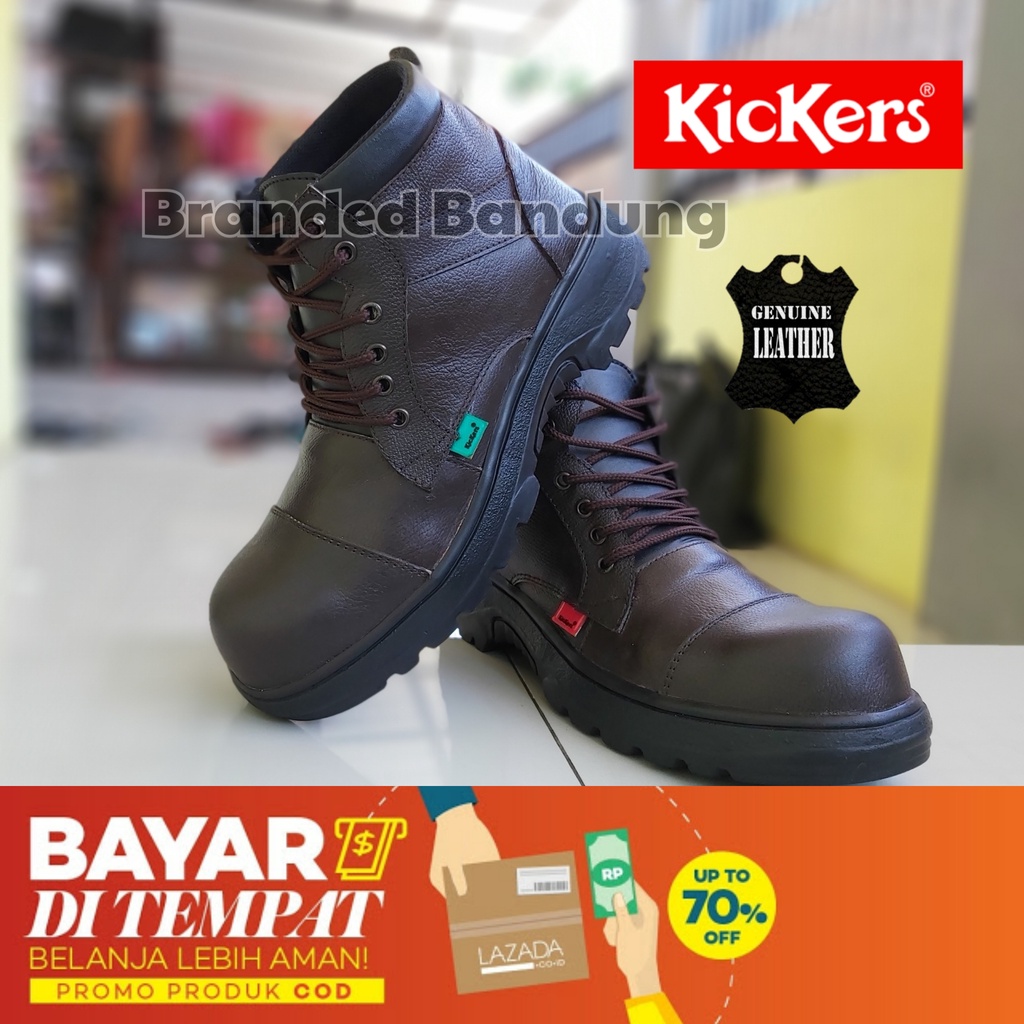 Jual Sepatu Boots Kulit Kickers Comando Safety Ujung Besi Sepatu Bikers ...