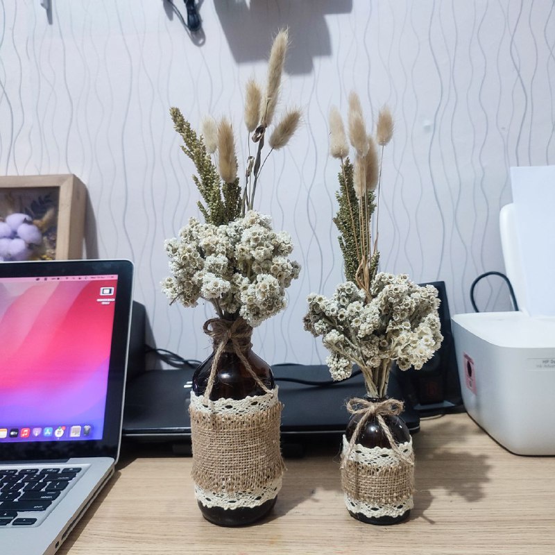 Jual Brianna set | satu set bunga kering | satu set vas bunga kering ...