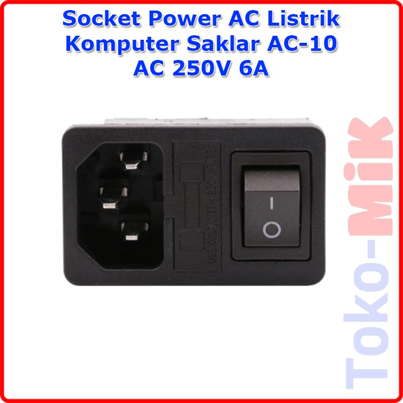 Jual AC-10 Soket Power AC Listrik Komputer 3in1 Fuse Saklar 250V AC 15A | Shopee Indonesia
