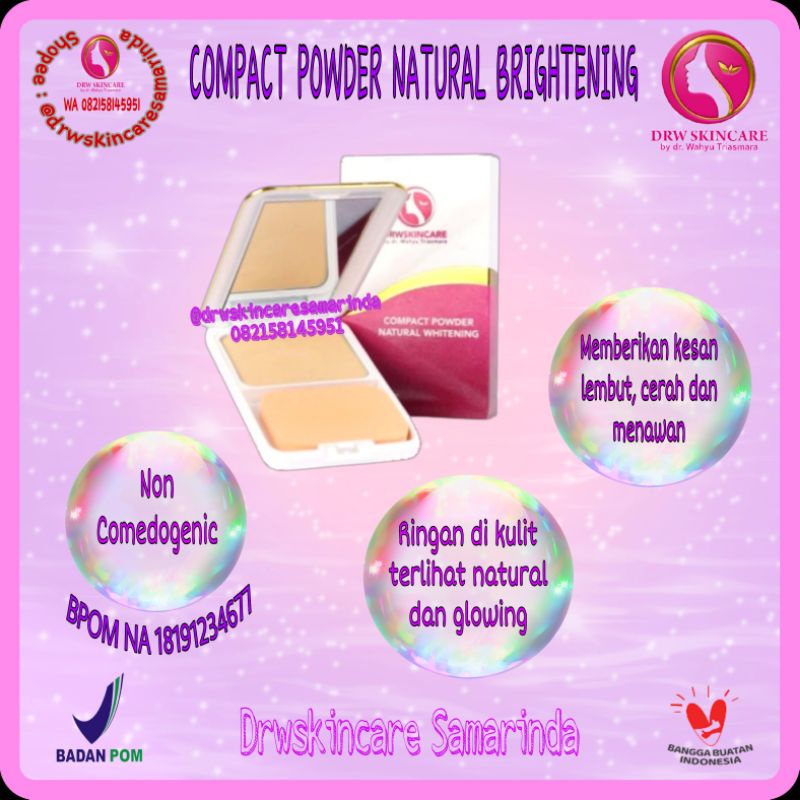 Jual DRW SKINCARE COMPACT POWDER NATURAL BRIGHTENING BEDAK PADAT UNTUK ...