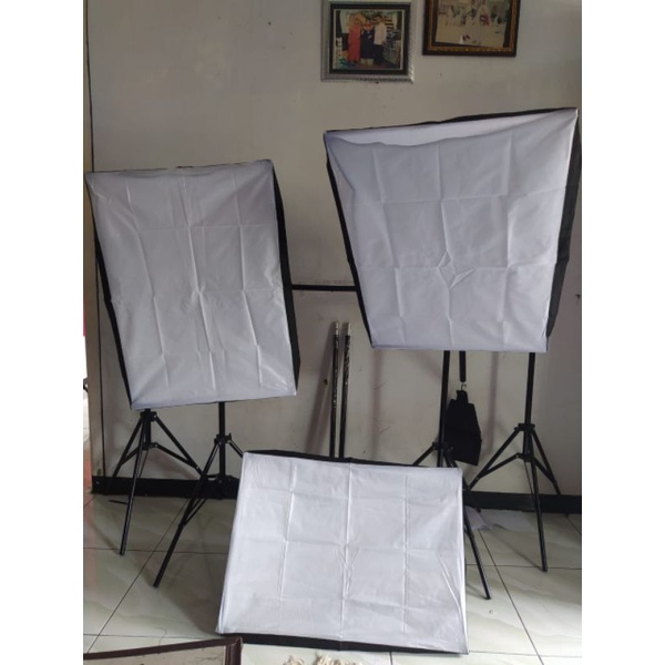 Jual SET SOFTBOX 4 SOCKET tipe CONTINUOUS merk TAFFSTUDIO + STAND ...