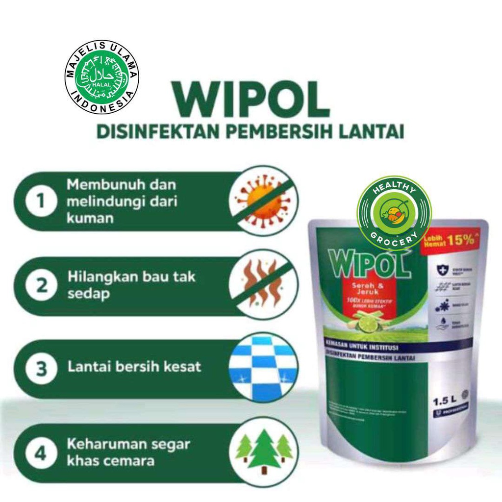 Jual Wipol Professional Pouch Disinfektan 1.5 Liter Pembersih Lantai ...