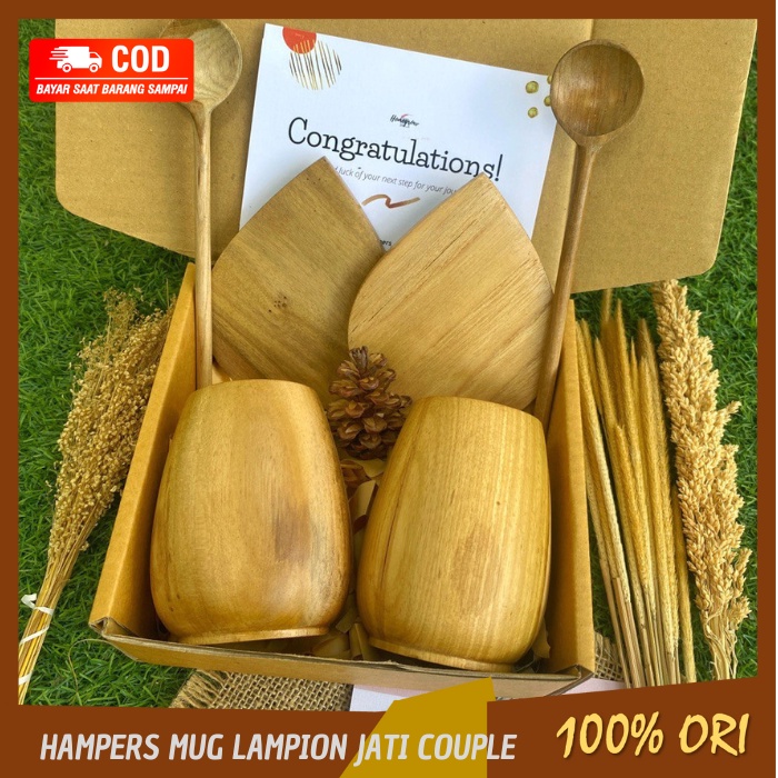 Jual MINI HAMPERS GELAS MUG LAMPION JATI COUPLE KADO PERNIKAHAN HADIAH ...