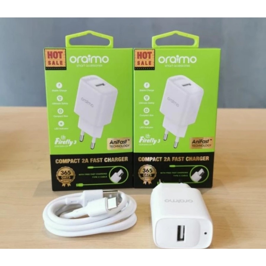 Jual ORAIMO Charger TYPE C Firefly 3 Fast Charging 2A OCW-E66S+C53 ...