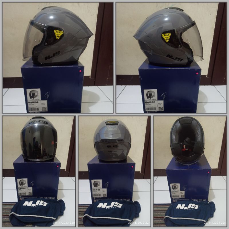 Jual Helm NJS KAIROZ Grey Glossy | Shopee Indonesia