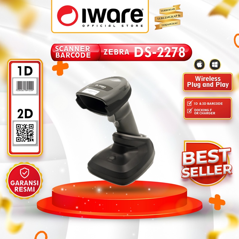 Jual Zebra DS-2278 Wireless 2D Barcode Scanner Symbol DS2278 Bluetooth | Shopee Indonesia
