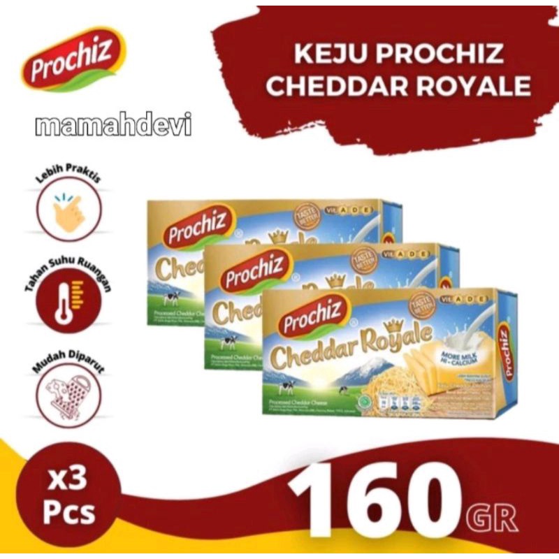 Jual Keju Prochiz Cheddar Royal 160gr (isi 3pcs) Exp Agustus 2023 ...