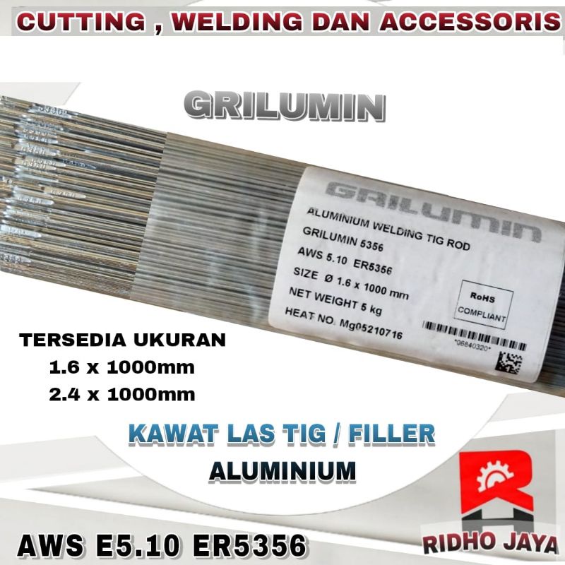 Jual Kawat Las Aluminium Tig Rod Filler ER-5356 GRILUMIN Ukuran 1.6mm 2 ...