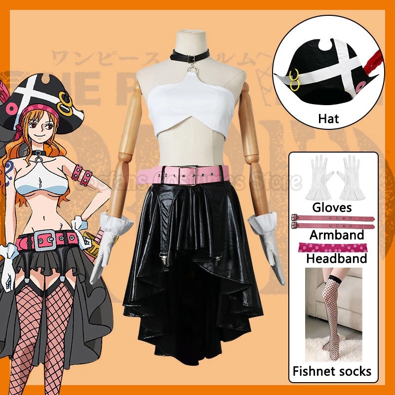 Jual Anime Movie Nami Cosplay Costume One Piece Film Red Nami Wig ...